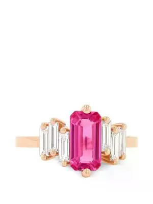 SUZANNE KALAN Sapphire And Diamond Ring In 18k Rose Gold - Pink