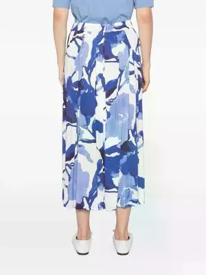 BETTY BARCLAY Floral Print Pleated Midi Skirt - Blue