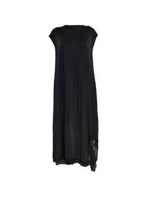 Vetements Lace-trim Asymmetric Midi Dress - Black