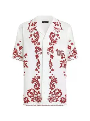 Dolce & Gabbana Hawaii Linen Shirt With Cutwork - White