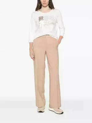 BETTY BARCLAY Side-stripe Crystal-embellished Trousers - Neutrals
