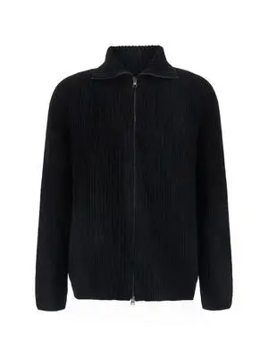 Tagliatore Ribbed-knit Zip-up Cardigan - Black