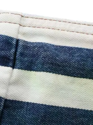 Prada Striped Denim Skirt With Logo Plate