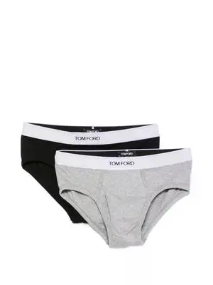 TOM FORD Logo-waistband Cotton Briefs - Black