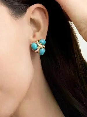 Verdura Turquoise And Diamond Earrings