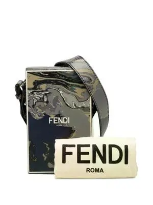 Fendi Smooth Calfskin Marble Print Vertical Box Crossbody Bag