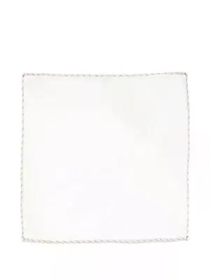 Eleventy Contrast-stitch Pocket Square - White