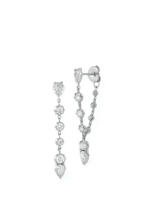 JADE TRAU Poppy Diamond Loop Earrings - Silver