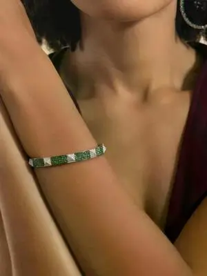STEFERE Couture Diamond And Tsavorite Bangle Bracelet