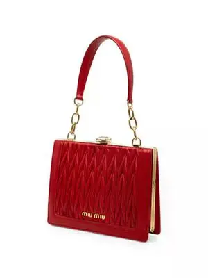 Miu Miu 2010-2026 Matelasse Lambskin Kiss Lock Solitaire Satchel