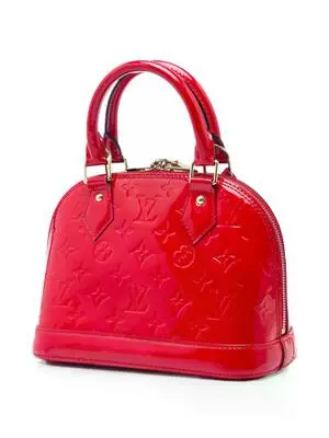 LOUIS VUITTON 2015 Monogram Vernis Alma Bb Satchel - Red