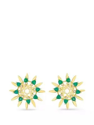 CAROL KAUFFMANN Mandala Emerald And Diamond Hoop Earrings In 18k Yellow - Gold