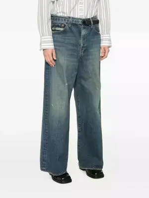 Sacai Distressed Wide-leg Jeans