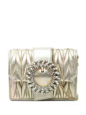 Miu Miu Matelassé Crystal Embellished Crossbody Bag - Gold