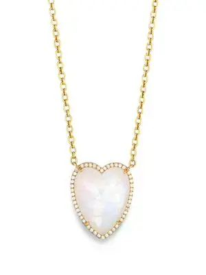 Irene Neuwirth Moonstone And Diamond Heart Necklace - Gold