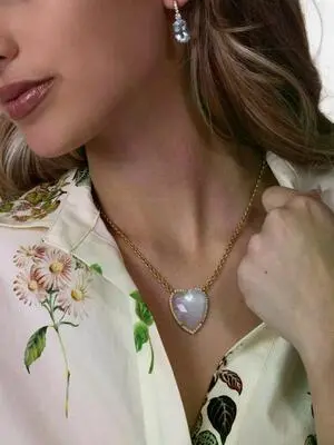 Irene Neuwirth Moonstone And Diamond Heart Necklace