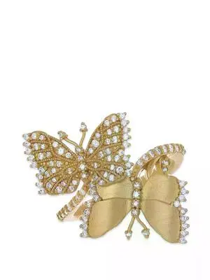 TANYA FARAH Kissing Butterflies Diamond Bypass Ring In 18k Yellow - Gold