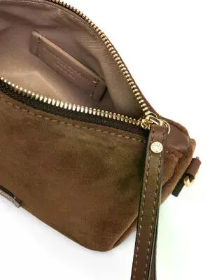 GIANNI CHIARINI Small Nora Pouch Logo-patch Suede Clutch Bag