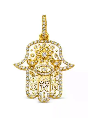 BUDDHA MAMA Diamond And Enamel Hamsa Pendant - Gold