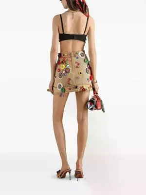 Dolce & Gabbana Raffia Mini Skirt With Applications