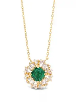 SUZANNE KALAN Emerald And Diamond Pendant Necklace