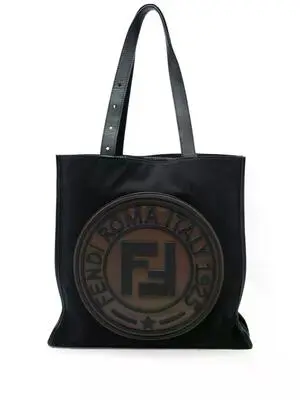 Fendi Canvas Logo Patch Tote Bag