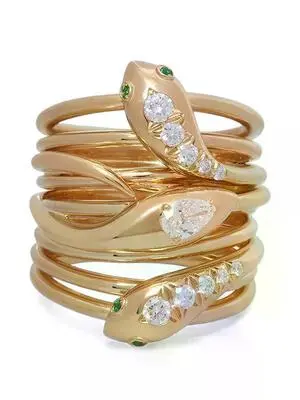 Sidney Garber Diamond And Emerald Serpentine Ring - Gold