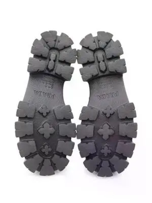 Prada Leather Logo Plate Platform Loafers