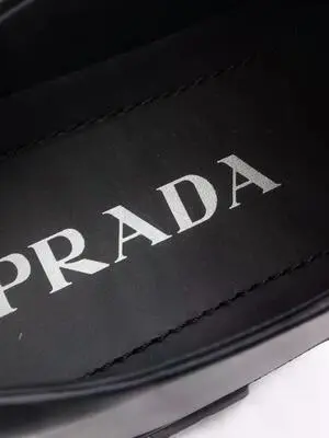 Prada Leather Logo Plate Platform Loafers