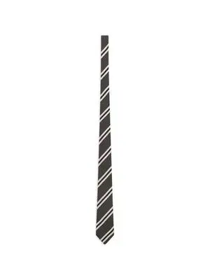 Saint Laurent Striped Silk Jacquard Neck Tie - Black