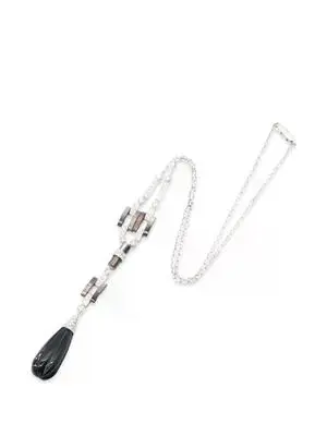 Cartier 18k White Gold Onyx And Diamond Pendant Necklace - Silver