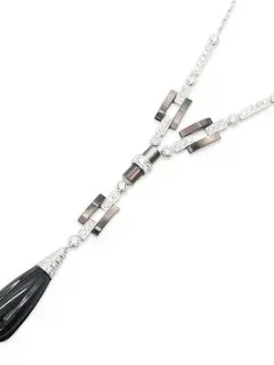 Cartier 18k White Gold Onyx And Diamond Pendant Necklace