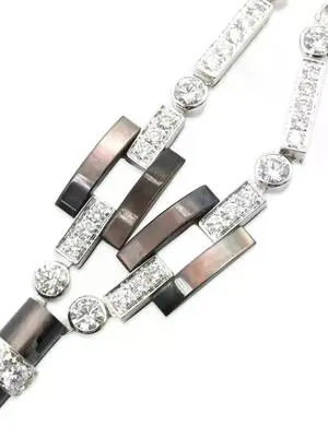 Cartier 18k White Gold Onyx And Diamond Pendant Necklace