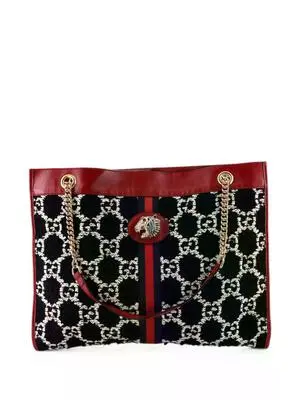 Gucci Rajah Chain Gg Tweed Large Tote Bag - Black