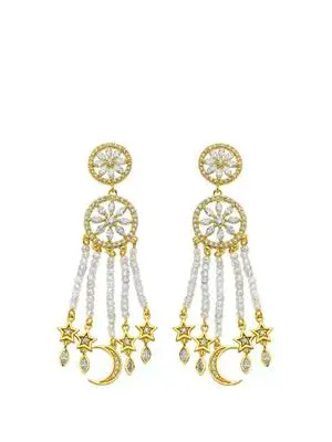 BUDDHA MAMA 20k Yellow Diamond Mandala Drop Earrings - Gold