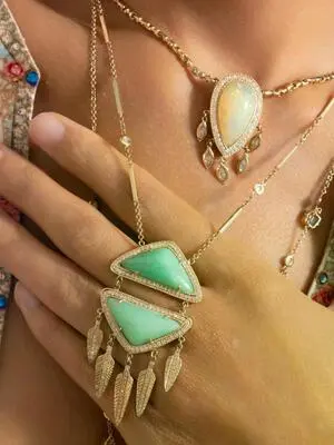 Jacquie Aiche Chrysoprase And Diamond Necklace