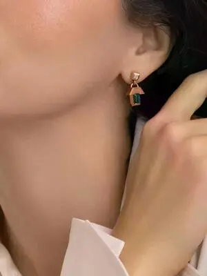 AZLEE Emerald And Diamond Drop Earrings