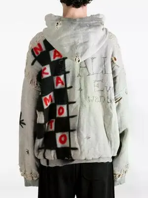 SATOSHI NAKAMOTO Get What I Want Distressed Graffiti-print Hoodie