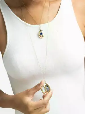 Monica Rich Kosann Sapphire And Diamond Locket Necklace