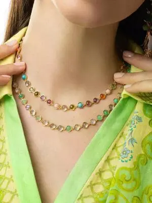 Irene Neuwirth Multi-stone Bezel Set Necklace In 18k Yellow