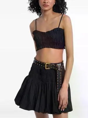 Michael Kors Ruched Crop Top With Ruffled Trim
