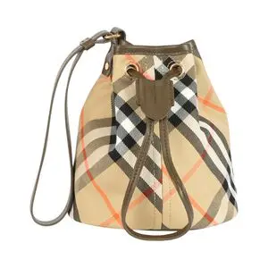 Burberry Check Drawstring Pouch 'sand