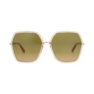 Chloé Square-frame Sunglasses 'havana/orange/green - Brown