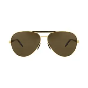 Gucci Aviator-frame Metal Sunglasses /havana/brown - Gold