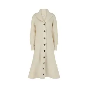 Alexander McQueen Ribbed Wool Cardigan Coat 'ivory