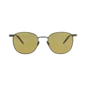 Saint Laurent Round-frame Metal Sunglasses 'ruthenium/crystal/brown - Silver