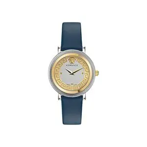Versace Greca Flourish Two-tone Leather Watch - Silver