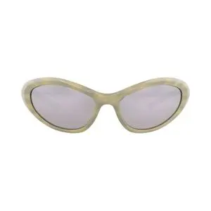 Balenciaga Shield-frame Bio-injection Sunglasses 'ivory/silver - Cream