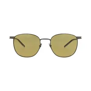 Saint Laurent Round-frame Metal Sunglasses 'ruthenium/crystal/brown - Silver