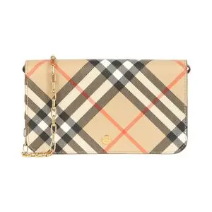 Burberry Large Check Chain Strap Wallet 'sand - Tan